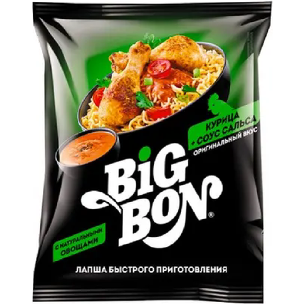 Лапша «Big Bon» курица + соус сальса 75 г купить с доставкой, цены в ...