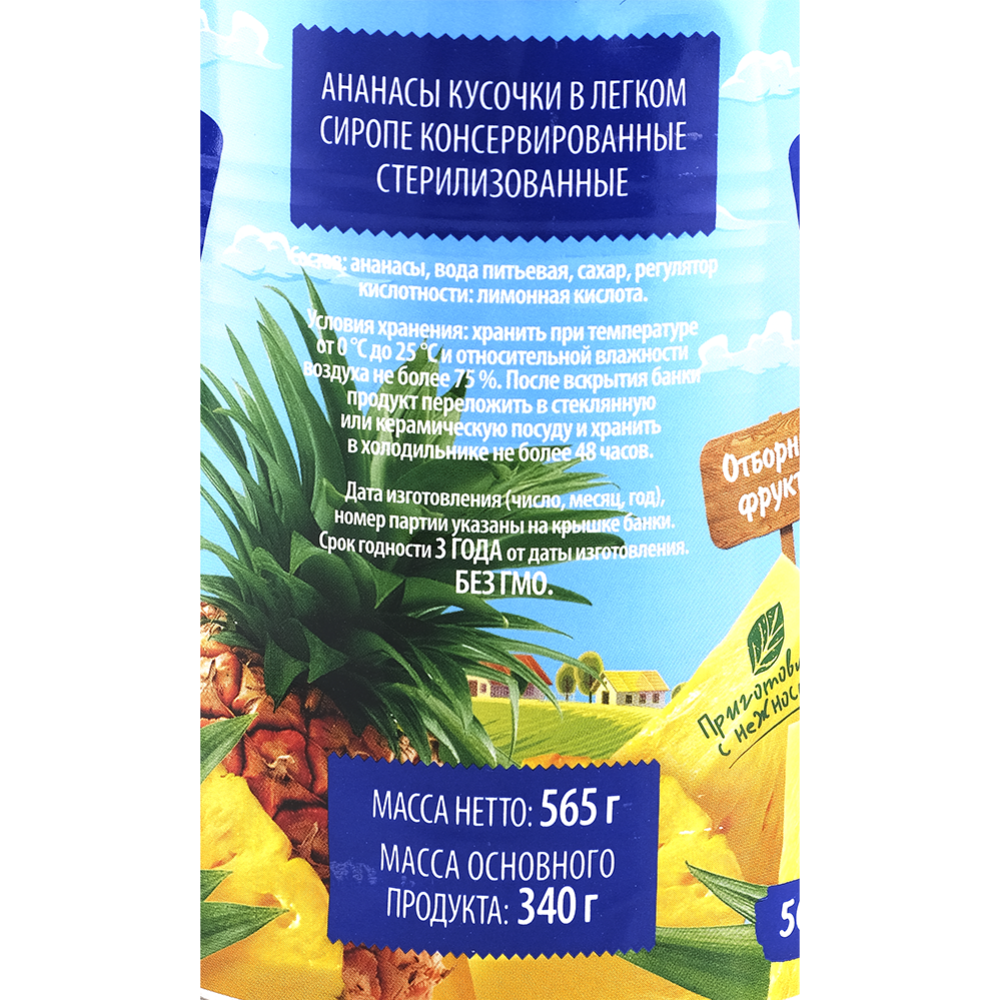 Ананасы консервированные «Нежино» кусочки, в сиропе, 565 г купить с ...