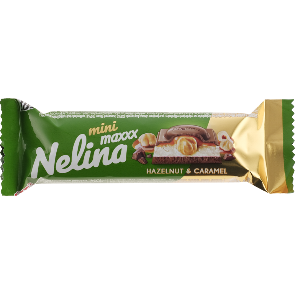 Батончик шоколадный «Nelly» Nelina mini maxxx, фундук-карамель, 36 г ...