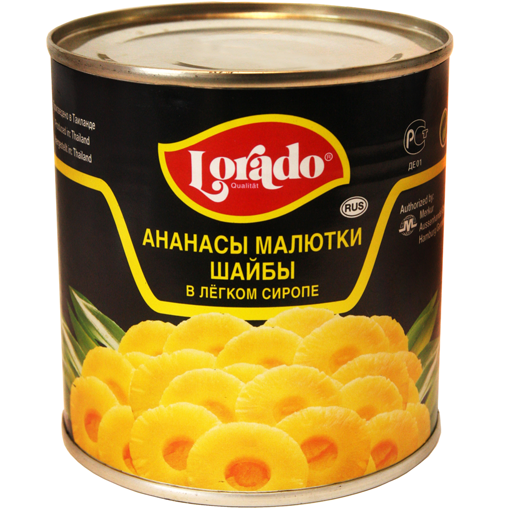 Ананасы консервированные «Lorado» шайбы в легком сиропе, 565 г купить с ...